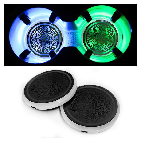 商品名: ZNDAW LEDカップホルダーライト 2個 7色変化 犬の足跡 カーコースター USBケーブル付き 充電式カップホルダー挿入 発光ドリンクマット装飾 車内アクセサリー (グリッター) ZNDAW 2PCS LED Cup Hol...