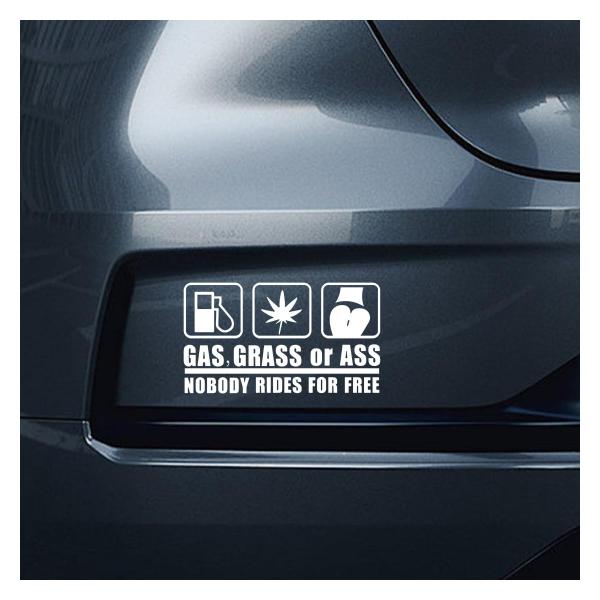 商品名: ZIMISI Gas Grass or Ass カーステッカーデカール、Nobody Rides for Free トラックウィンドウバンパーデカール、ビニール防水カーステッカー、壁ラップトップ用面白い自動車外装装飾アクセサリー(...