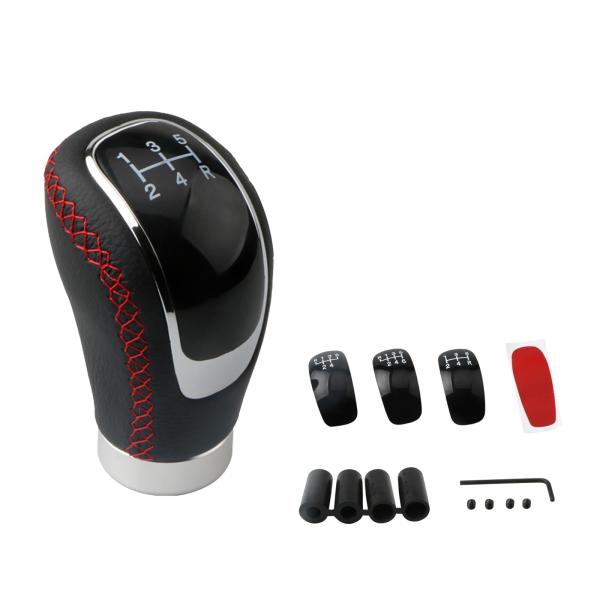 商品名: MOXRUQ レザーギアシフトノブ、カーギアスティックシフトノブ、4つのギアポジションペースター&amp;取り付けツールを含む、ユニバーサル5/6スピードシフター交換用手動/自動車(レッド) MOXRUQ Leather Gear...