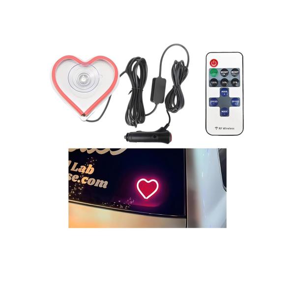 商品名: FALVFUN 車用LEDアンビエントライト、ラブハートUSB車両ネオンライティング、三角形またはバックウィンドウ用リモコン付き、オートインテリア雰囲気ランプサインデコレーションアクセサリー、ユニバーサルフィット(レッド) FAL...