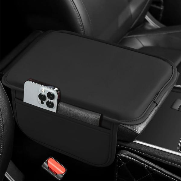 商品名: Lyxheth カーセンターコンソールカバー、車用アームレストカバー、マイクロファイバーレザーカーアームレストカバークッション、収納バッグ2つ付き、ユニバーサルミドルコンソールカバーカーアクセサリーほとんどの車に対応(ブラック) ...