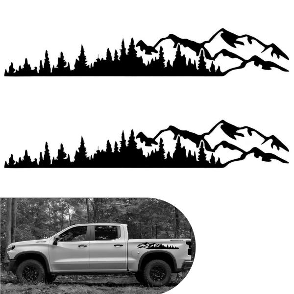 商品名: MOXRUQ 2枚 車 山 木 ビニールデカール、3.28フィート*0.56フィート 自動 山 木 森 グラフィックステッカー 車のボディドアサイドトラックテールゲート用装飾 ほとんどの車に対応(ブラック) MOXRUQ 2 PC...
