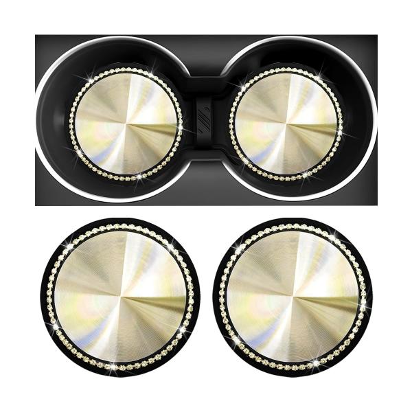 商品名: FALVFUN キラキラ光るカーカップホルダーコースター、2個 クリスタルラインストーンCDパターン 滑り止め車両インサートカップパッド、耐衝撃自動車内装装飾アクセサリー、SUV、RVトラック用ユニバーサル(ブラック) FALVF...