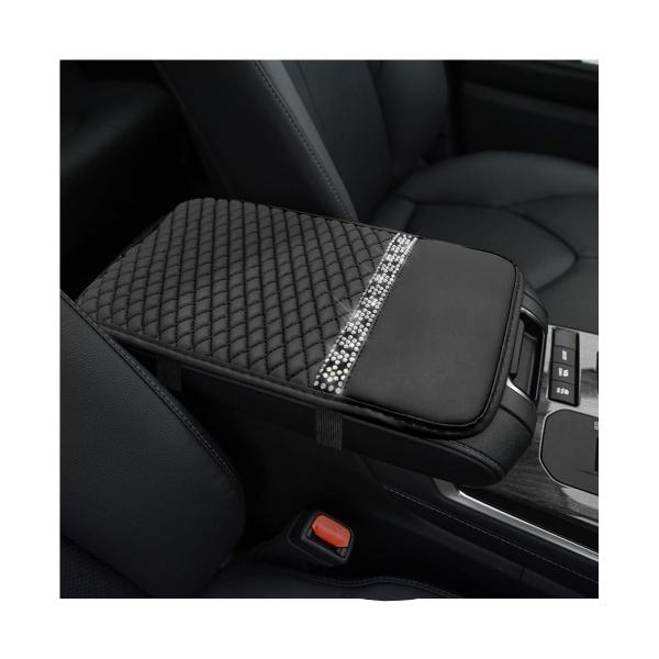商品名:  MUQIDA Bling Leather Car Center Console Cover, Anti-Scratch Armrest Seat Box Protector with Glossy Rhinestone, Spa...