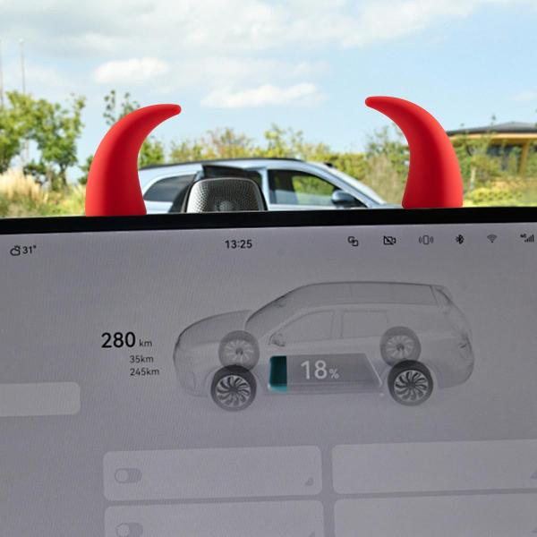 商品名: GAOLAOSY 3D デビルブルホーンカーインテリアデコレーション、ミニファニー自動車ダッシュボードオーナメントステッカー、かわいい車のステアリングホイール装飾アクセサリーSUV、トラック、オートバイ(レッド) GAOLAOSY...