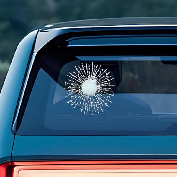 商品名:  GAOLAOSY 3D Prank Tricky Broken Glass Car Sticker Decal, Golf Hits Car Window Styling Sticker, Vinyl Window Self A...