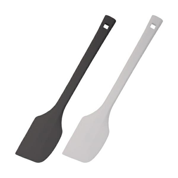【特長】●ハンドルからヘラ先まで、シリコン一体成形のヘラです。●耐熱温度250℃ですので、お菓子作りから炒め物まで幅広くご使用できます。●ヘラ先が柔らかいので、容器や鍋にしっかり密着し、綺麗にソースなどをすくい取れます。【商品詳細】サイズ：...
