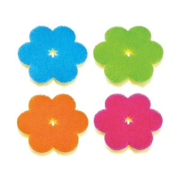 商品詳細／おはな型のかわいいスポンジ。薄めだから半分に折りやすく、お皿をはさんで洗いやすく、乾きも早い。カラフルでかわいいキッチン雑貨で皿洗いも楽しく！【おトクなセット商品】一回のご注文で5種類のカラーの商品をお選びいただき、メール便送料無...