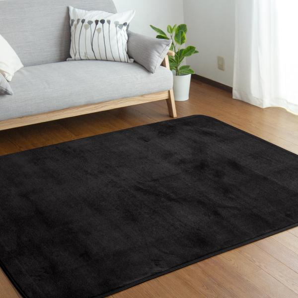リプラクオール カーペット ラグ 絨毯 ラグマット 135×185cm(約1.5畳) 洗える 滑り止め 抗菌 防臭 防ダニ オールシーズン ホットカーペット対応 簡単に掃除 フランネル ブラック【オールシーズン快適に】表面のフランネル素材は...