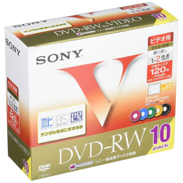 ソニー ビデオ用DVD-RW 120分 1-2倍速 10枚パック 10DMW120GXT規格:-RW / 容量(GB):4種類:AV用 / 記録面:片面1層 / 2倍速入数:10盤面印刷:不可著作権保護:CPRM