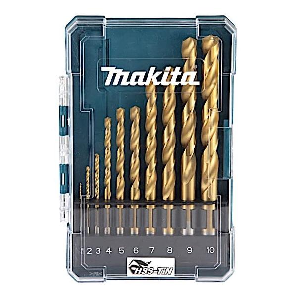 マキタ(Makita) ドリル ビットHSS-TIN 10本セット ケース 付属 D-72849 ツイストドリル 鉄工用ドリルビット [並行輸入品]
