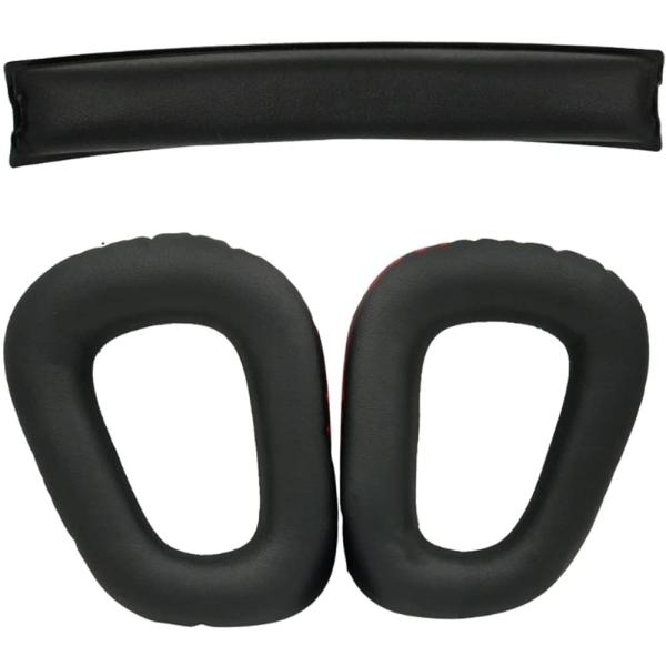 オーディオファン 交換用レザーイヤーパッド for G230 G331 G430 G431 G231 G930 イヤーパッド 1ペア + ヘッドクッション セット ブラック ゲーミングヘッドセット ヘッドセット ソフトフォーム サイズ 縦 ...