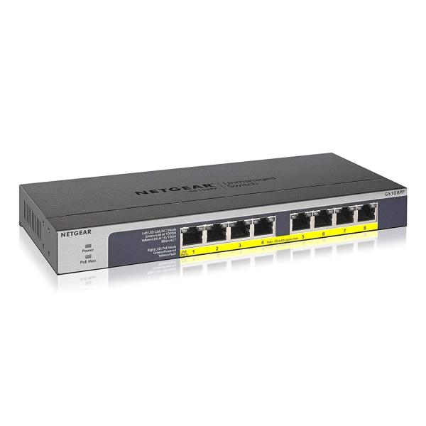 【正規品】 ネットギア NETGEAR スイッチングハブ 8ポート 1G PoE+ (123W) 金属筐体 静音ファンレス リミテッドライフタイムハードウェア保証 アンマネージスイッチ GS108PP-100AJSスイッチングハブ ギガ 8...
