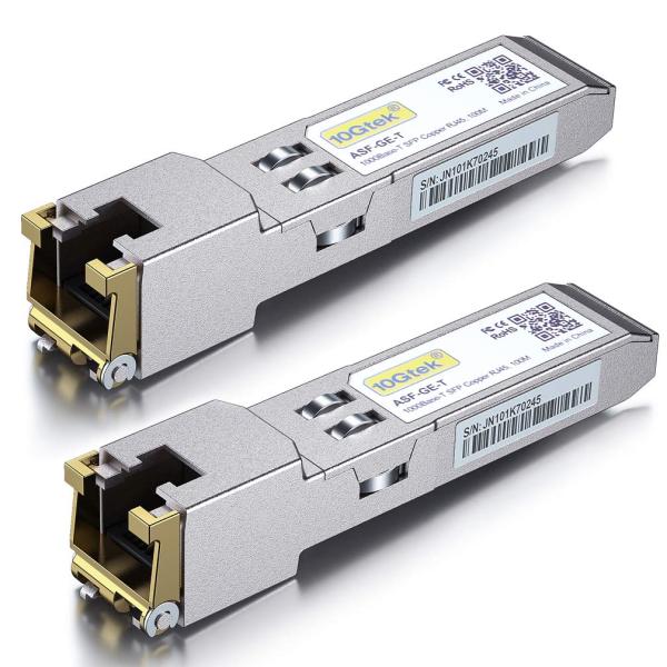 10Gtek 1.25G SFP-T, 1000Base-T カッパー SFPモジュール, SFP to RJ45 SFP, 光トランシーバ, Cisco GLC-T/SFP-GE-T、Meraki MA-SFP-1GB-TX、Netgea...