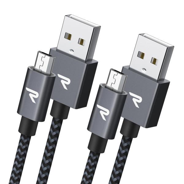 Rampow Micro-b USB ケーブル【1M/2本組/黒】 2.4A急速充電ケーブル 高速データ転送対応 Kindle/Sharp Aquos Pad/Zeta, Sony Xperia J1/A/Z3, Fujitsu Arrow...