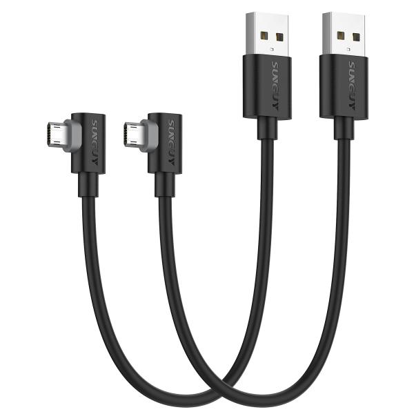 SUNGUY マイクロusbケーブル l字 0.3M 【2本組】両面挿し Micro USB ケーブル 30cm 短い QC3.0/2.0対応 最大18W急速充電 USB2.0高速データ転送 l字型 Samsung Galaxy S6 S7...
