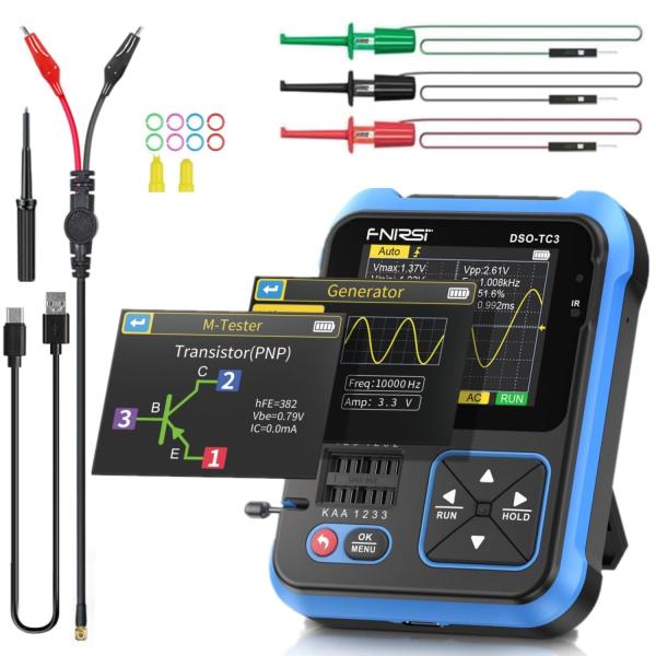 XEAST DSO-TC3 500kHz帯域幅の携帯型ハンドヘルドオシロスコープ、3 in 1トランジスタテスター、10MS/sサンプリングレートはダイオードトランジスタのLCR検出と信号発生器をサポートしています。 日本語マニュアル付き3...