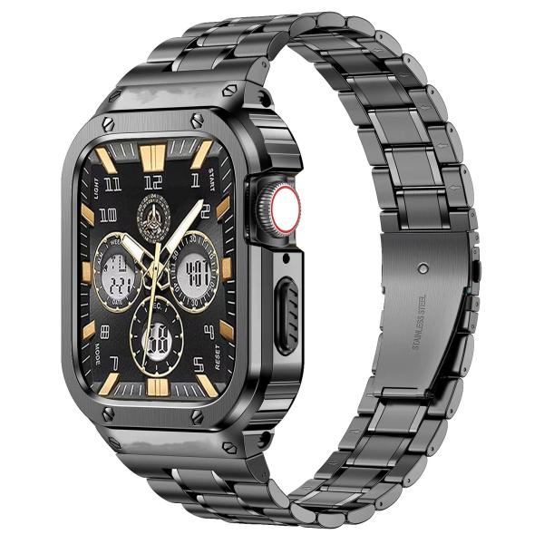 MioHHR ステンレススティール製バンド、ケース互換性 Apple Watch Bands 38/40/41mm,金属製保護バンパーカバー付き頑丈なストラップ iWatch シリーズ 9/8/7/6/5/4/3/2/1/SE3/SE2/S...