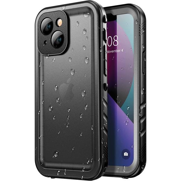 SPORTLINK iPhone 13 mini 用 防水ケース iPhone 13 mini用 耐衝撃 ケース IP68防水等級 防雪 防塵 耐衝撃 360°全面保護 QI充電 フェイスID 認証対応 操作便利 超薄型 ストラップ付き 雨...