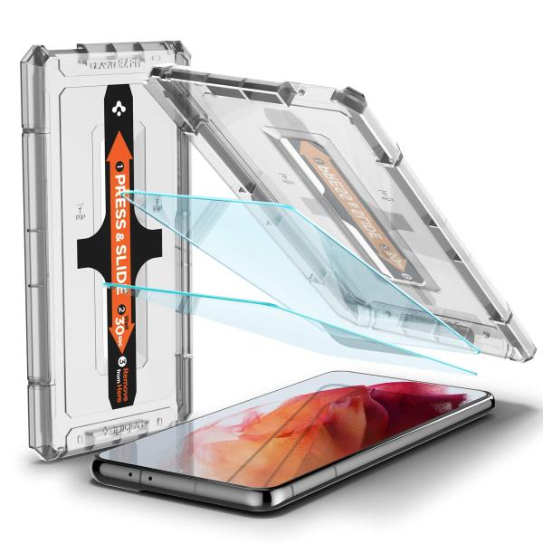Spigen EZ Fit ガラスフィルム Galaxy S21 用 貼り付けキット付き ギャラクシー S21 用 保護 フィルム 2枚入注意事項 ; 既に貼られてあるフィルムを必ず剥がしてから本製品を貼り付けくださいお客様の指紋の濃さによ...