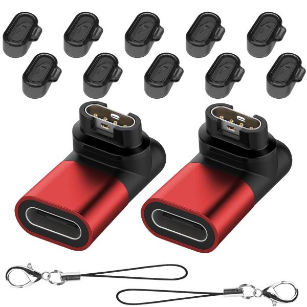 Seltureone【2+10セット】Garmin(ガーミン)用変換アダプター(2個)L型 Type-Cケーブル対応 + 防塵プラグ 充電ポート用(10個)TPU素材 Garmin変換マイクロ ガーミン充電ケーブル Forerunner57...