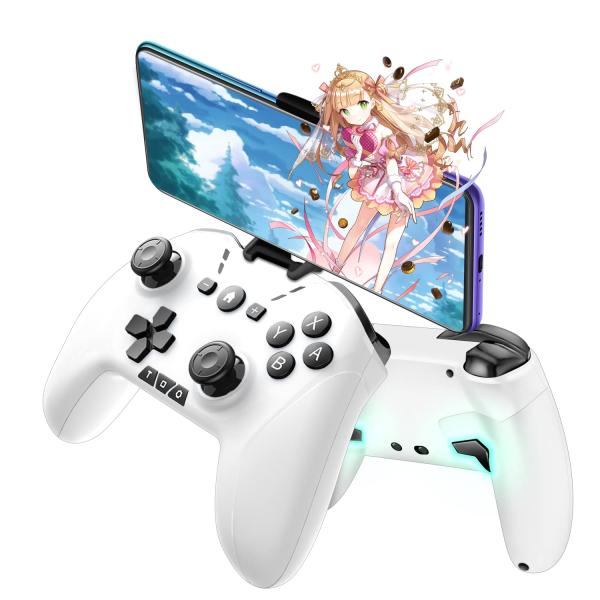 ワイヤレス コントローラー Switch/PC/IOS/Android全対応【方向ボタンレイアウト可能/背面ボタン/スマホホルダー付き】プロコン ゲームパッド 自動連射 Bluetooth/2.4GHz/有線接続 6軸ジャイロセンサー マク...
