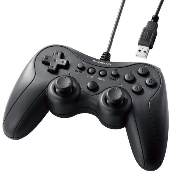 エレコム ゲームパッド 有線 Xinput PS系配置 連射 スティックモード切替 軽量 ブラック JC-GP20SBKXInput/DirectInput両対応で幅広いゲームが楽しめる。 振動モーターなしで軽量なストレート配置(PS系)の...