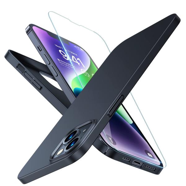 TORRAS iPhone 13 mini 用 ケース 軽量 ガラスフィルム付属 マット質感 さらさら手触り 指紋防止 擦り傷防止 画面レンズ保護 ハード アイフォン13ミニ用 カバー 2021 ブラック Wisdom Series驚きの超...