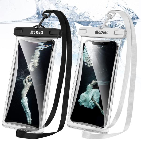 McDuLL 【2枚セット＆2024最新】防水ケース スマホ用 3Dデザイン 押し易いサイドボタン タッチ快適 IPX8認証 防水防塵 密封 FaceID認証 Sony Xperia/Galaxy/AQOUS/iPhone/Google/O...