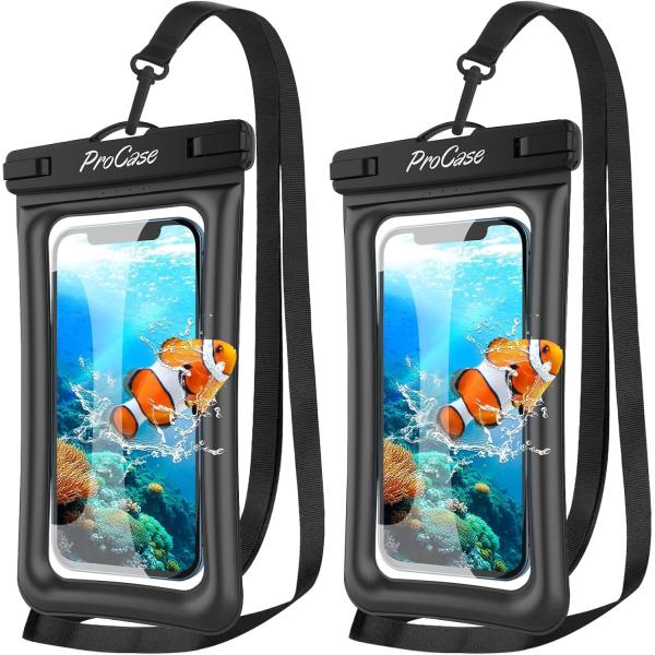 ProCase 2枚セット スマホ防水ケース フロート式 ドライバッグ IPX8認定 完全保護 密封 水中撮影 お風呂 温泉 釣り 海 最大7.0インチ対応:iPhone 17 16 15 14 13 12 Mini Pro Max Hua...