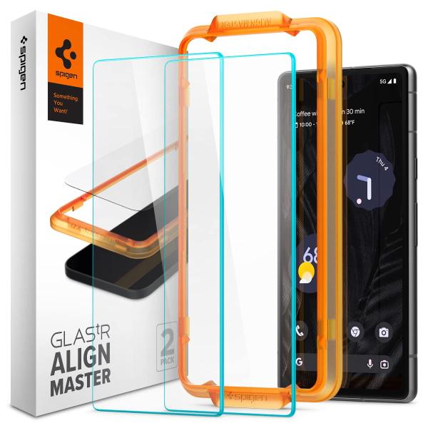 Spigen Google Pixel 7a ガラスフィルム ガイド枠付き 9H強化ガラス ナノコーティング 2枚入 AlginMaster AGL05968[Google Pixel 7aのみ対応] Google Pixel 7aにピッタ...