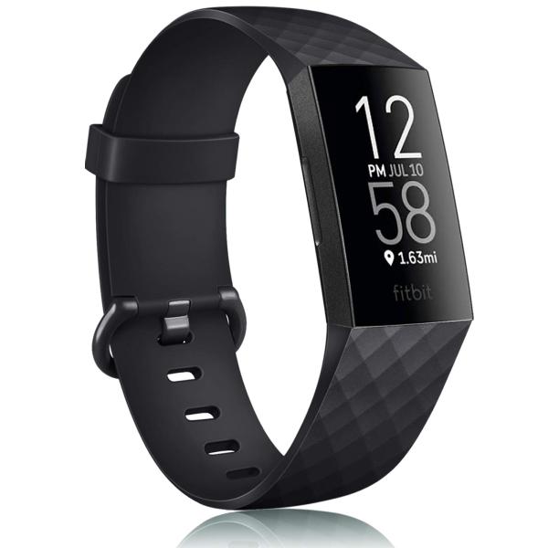 for Fitbit Charge 4/Charge 3/Charge 3 SE バンド ベルト 交換用バンド 柔らかい TPU バンド 調整可能 多色選択 スポーツバンド (Large, 黒)対応機種:Fitbit Charge 4/Ch...