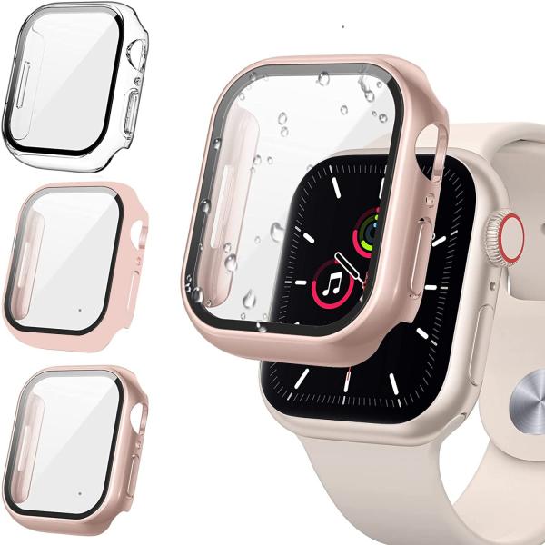 【3個入り】FALSAD Apple Watch カバー 44mm 対応アップルウォッチSe3/Se2/Se/Series11/10/9/8/7/6/5/4 、PC素材と強化ガラスフィルム一体型 保護ケース 防水 全面保護 超薄型 軽量 耐...