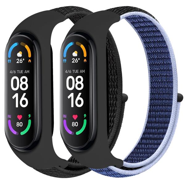 JMIOストラップはXiaomi Mi band7/6/5/4/3互換性があり、柔らかく、快適で、通気性があり、長さを調整できる無段階のナイロンループ交換用ストラップです【5モデル対応】Xiaomi MiBand7/6/5/4/3の特別なデ...