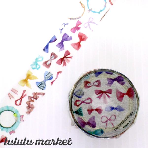 アーティストシリーズのマスキングテープ。デザイナー　insomnia design（インソムニアデザイン）さん。可愛らしいリボンが並ぶ、素敵なデザインです。マスキングテープ、他にも色々販売中です。ぜひご覧ください。◆サイズ：20mm×7ｍ◆...