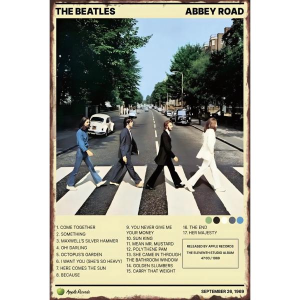 世界的に有名なアルバムジャケットをモチーフにした、存在感抜群のブリキ看板です。音楽史に残る名シーンが、そのままインテリアとして楽しめる一枚です。レトロでビンテージ感のあるデザインは、お部屋やガレージ、ショップのディスプレイにも最適です。音楽...