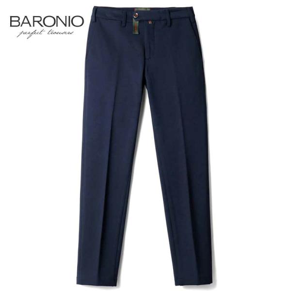 【40%OFF】BARONIO / バローニオ｜レーヨンポリエステルストレッチスムースジャージーノープリーツスリムテーパードパンツ(W2350 REEF)｜（ネイビー）｜ 秋冬 バロニオ スラックス テーパードパンツ イージーパンツ イタリ...