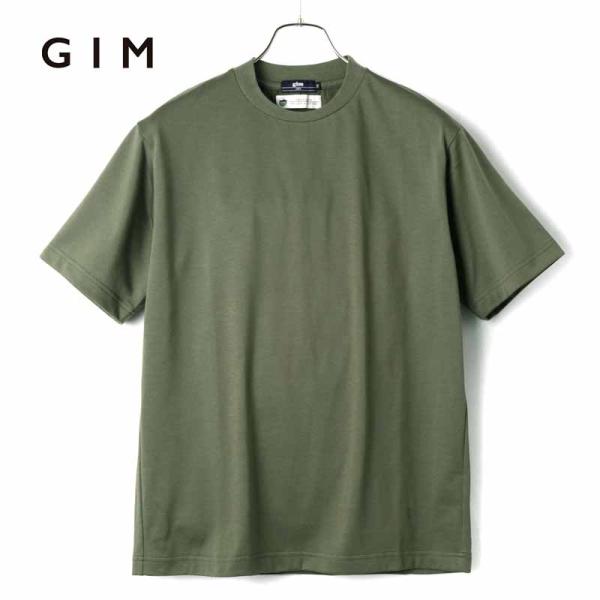 GIM / ジム｜アメリカンシーアイランドコットン半袖スロープクルーネックＴシャツ｜（オリーブ）｜ 春夏 海島綿 速乾 消臭 半袖Tシャツ 半袖カットソー ショートスリーブ スロープネック メンズ 日本製 アウトレット