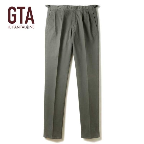 【40%OFF】GTA / ジーティーアー｜ガーメントダイコットンストレッチギャバジンサイドアジャスター付き2プリーツテーパードパンツ(HERRICK/28405)｜（エレファントグレー）｜ 秋冬 ボトムス スラックス テーパードパンツ エ...