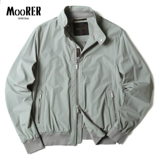 【40%OFF】 MOORER / ムーレー｜撥水ストレッチナイロンスタンドカラーダブルジップブルゾン(ALBERTI-KN)｜（GHIACCIO）｜ 春夏 スプリングアウター ボンバージャケット シングルライダース 撥水加工 アルベルティ...