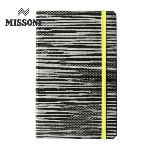 【50%OFF】MISSONI / ミッソーニ｜フレイム柄布製ハードカバーノートブック(MOLESKINE FOR MISSONI)｜（ブラック×グレー）｜ 【ネコポス対応】/ノート 文具 ステーショナリー ギフト プレゼント アウトレット