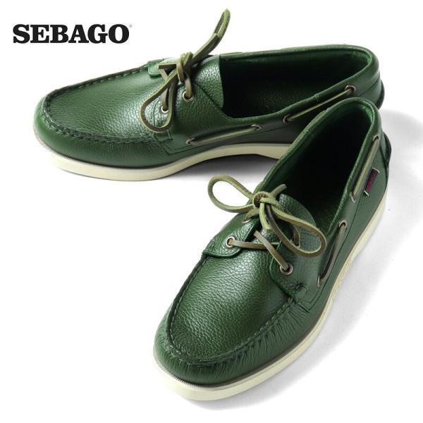 【40%OFF】 SEBAGO / セバゴ｜グレインレザーデッキシューズ(PORTLAND)｜（本体：ディープグリーン ソール：オフホワイト）｜ 革靴 ボートシューズ レザーシューズ 本革 牛革 カーフレザー DOCKSIDES ドッグサイ...