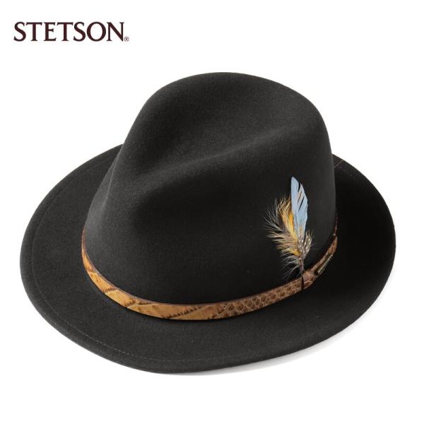 STETSON / ステットソン｜ウールフェルト羽根付きクラッシャブル中折れハット(Vashon VitaFelt/ST833)｜（ダークブラウン）｜ 秋冬 帽子 フェルトハット パッカブル メンズ アメリカ製 アウトレット