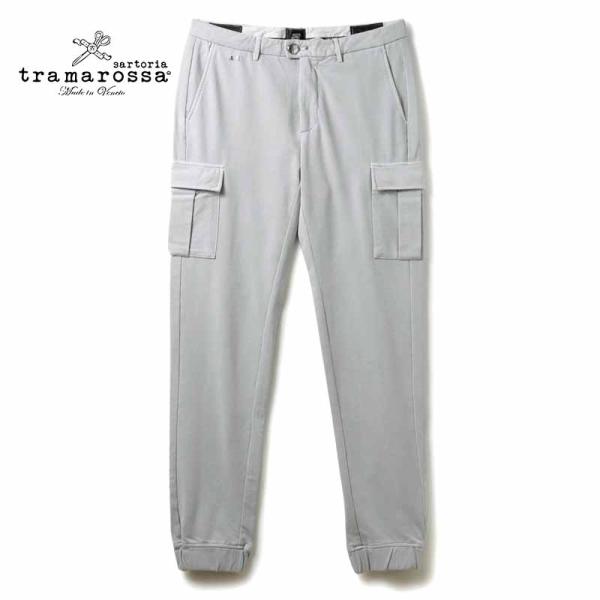 【40%OFF】tramarossa / トラマロッサ｜スーパーストレッチコットンスウェットジャージースリムテーパードカーゴパンツ(CARTER)｜（ライトグレー）｜ スウェットパンツ ジョガーパンツ イージーパンツ スラックス メンズ イ...