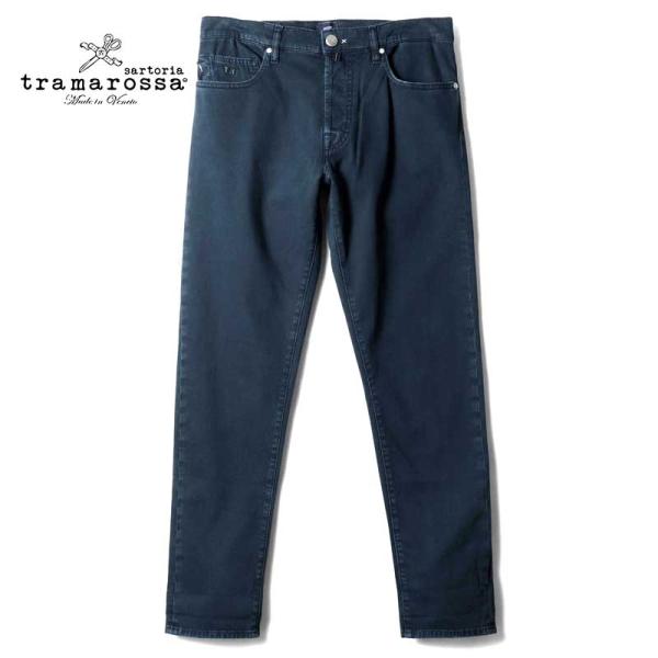 【50%OFF】tramarossa / トラマロッサ｜ガーメントダイコットンストレッチギャバジン5ポケットテーパードパンツ(BRANDO)｜（ネイビー）｜ 秋冬 ボトムス  5ポケットパンツ チノパンツ 製品染め ブランド メンズ イタリ...
