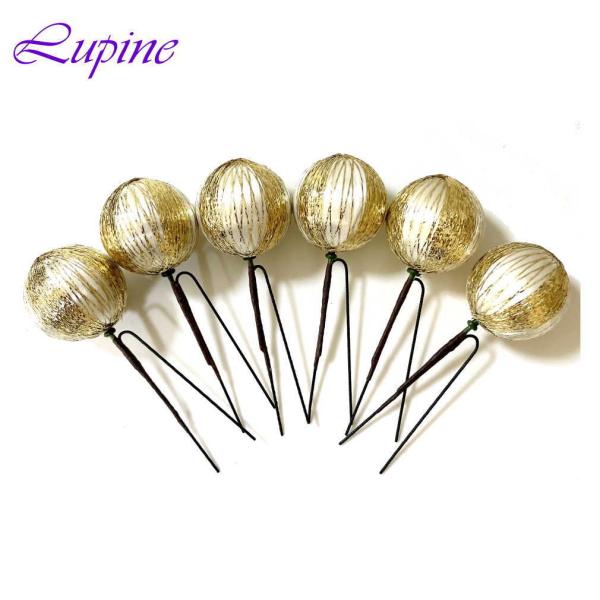 ボールピックサイズ　Lサイズ　　径3cm 全長約8.5cm入数　 L サイズ　6本【注意事項】お使いのディスプレイや照明により、色味や風合いの見え方に違いがあります。【用途】和風インテリア お祝い 飾り 装飾 飾り付け 撮影 写真 アレンジ...