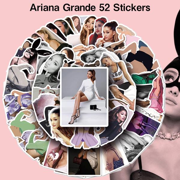 Ariana Grande ( アリアナ・グランデ )のステッカー52枚セット。PVC 防水加工。楽器やパソコン、スーツケース、スケートボードなどに最適！ステッカー個別の縦横寸法はデザインによって異なります。1枚あたり縦横約5-8cmほどの...