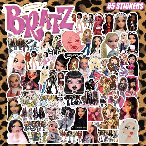 Bratz ( ブラッツ ) のステッカー65枚セット。防水加工ですので幅広い用途でご使用頂けます。スーツケースやパソコン、スケートボードなどに最適！ステッカーは1枚ずつ形に合わせて切り抜かれています。デザインごとにサイズは異なりますが1枚...