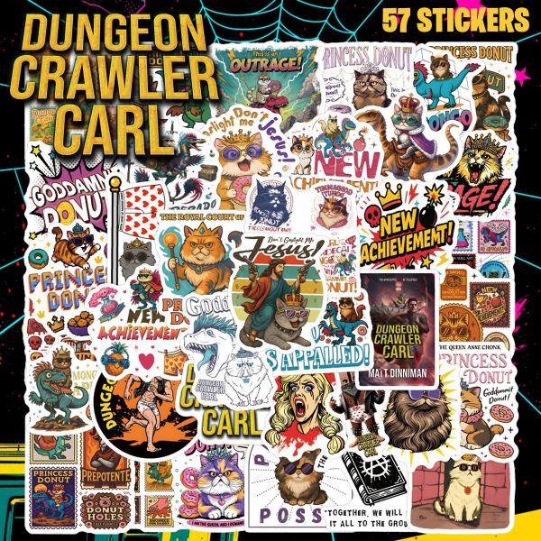 冒険者カールの地球ダンジョン ( Dungeon Crawler Carl )ステッカー57枚セット。楽器やパソコン、スーツケース、スケートボードなどに最適！ステッカー個別の縦横寸法はデザインによって異なります。1枚あたり縦横約4-8cmほ...