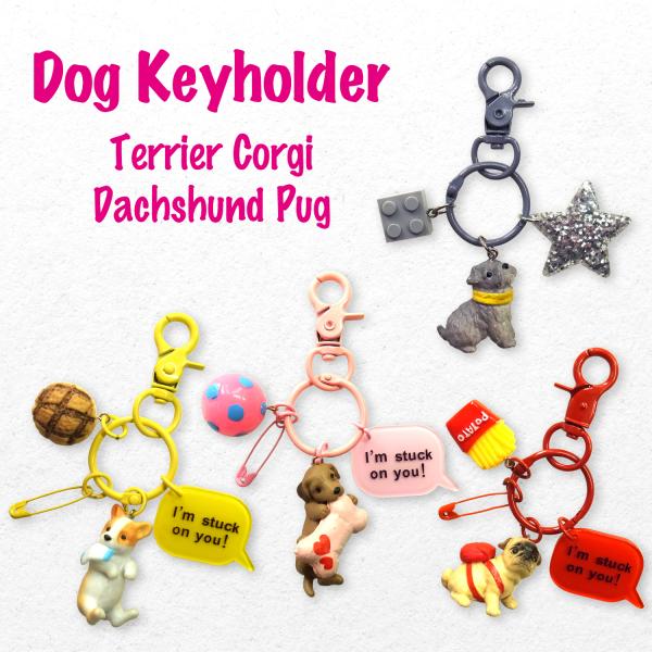【商品説明】小型犬のキーホルダーです。メッセージプレート、安全ピン、チャームが付属しています。全4種類。※製品の特性上、若干の塗装ムラがございます。【デザイン】テリア (グレー)コーギー (イエロー)ミニチュアダックスフンド (ピンク)パグ...